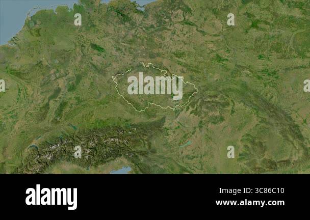 Czech Republic map - extract. Regions. Satellite Stock Video Footage ...