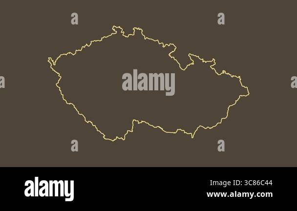 Czech Republic map - cartoon. Regions. Sepia Stock Video Footage - Alamy