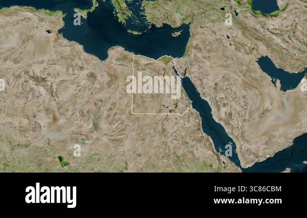 Egypt map - glide. Regions. Satellite Stock Video Footage - Alamy