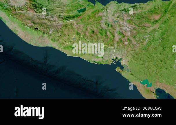 El Salvador map - zoom. Regions. Satellite Stock Video Footage - Alamy