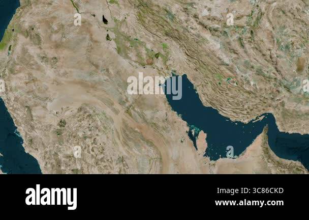 Kuwait map - zoom. Regions. Satellite Stock Video Footage - Alamy