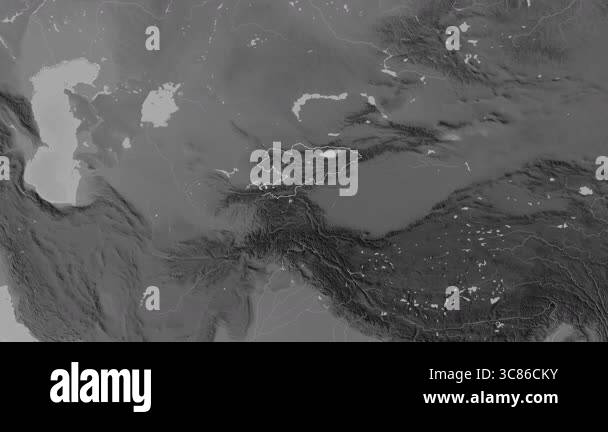 Kyrgyzstan map - extract. Regions. Grayscale Stock Video Footage - Alamy