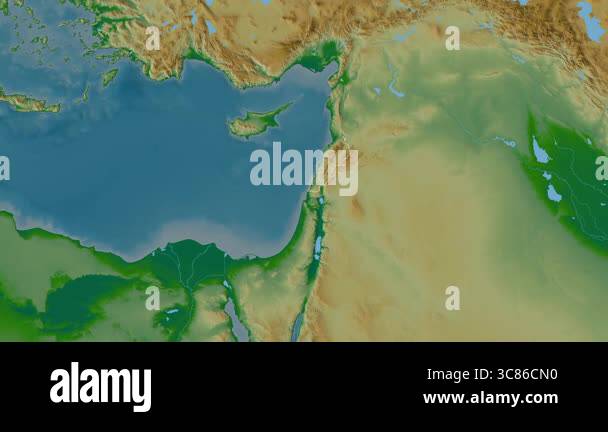 Lebanon map - glide. Regions. Physical Stock Video Footage - Alamy