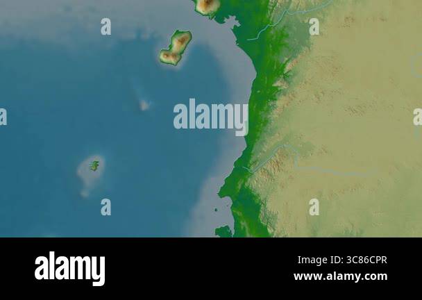 Equatorial Guinea map - drive. Regions. Physical Stock Video Footage ...
