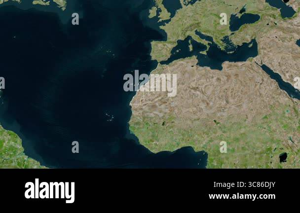 Morocco with Western Sahara map - zoom. Regions. Satellite Stock Video ...