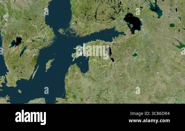 Estonia map - extract. Regions. Satellite Stock Video Footage - Alamy