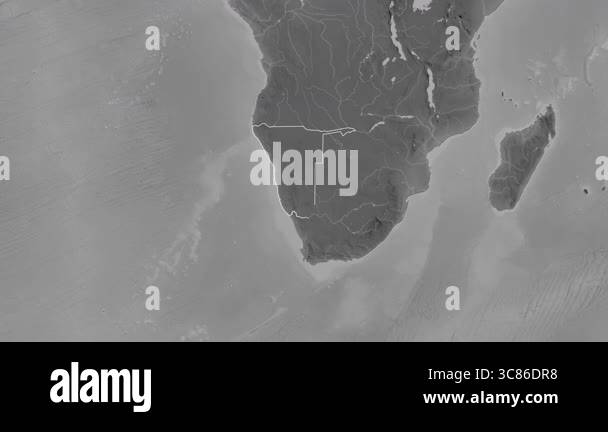 Namibia map - extract. Regions. Grayscale. Labels Stock Video Footage ...