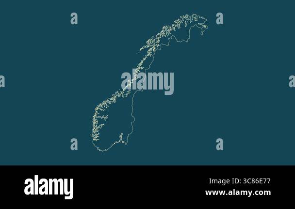 Norway map - cartoon. Regions. Satellite Stock Video Footage - Alamy