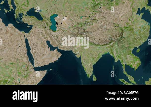 Pakistan map - zoom. Regions. Satellite Stock Video Footage - Alamy