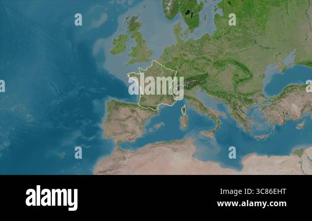 France map - zoom. Regions. Satellite Stock Video Footage - Alamy