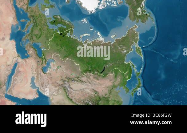 Russia map - extract. Regions. Satellite Stock Video Footage - Alamy