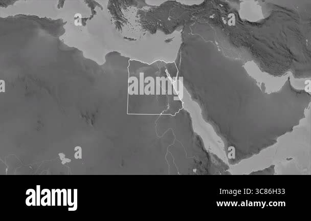 Egypt map - zoom. Border. Grayscale Stock Video Footage - Alamy