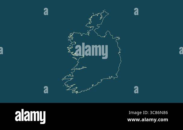 Ireland map - cartoon. Border. Satellite Stock Video Footage - Alamy