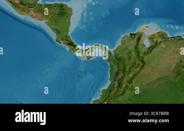 Panama map - extract. Border. Satellite. Labels Stock Video Footage - Alamy