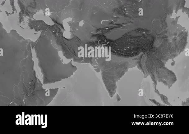 Pakistan map - zoom. Border. Grayscale Stock Video Footage - Alamy