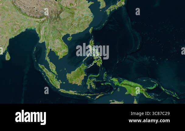 Philippines map - zoom. Border. Satellite Stock Video Footage - Alamy