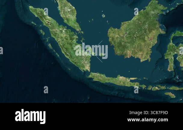 Bangka Island - Indonesia close-up - satellite. Glow Stock Video ...