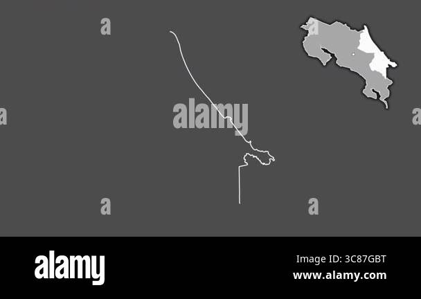 Limon - province of Costa Rica, extruded and isolated. Grayscale Stock ...