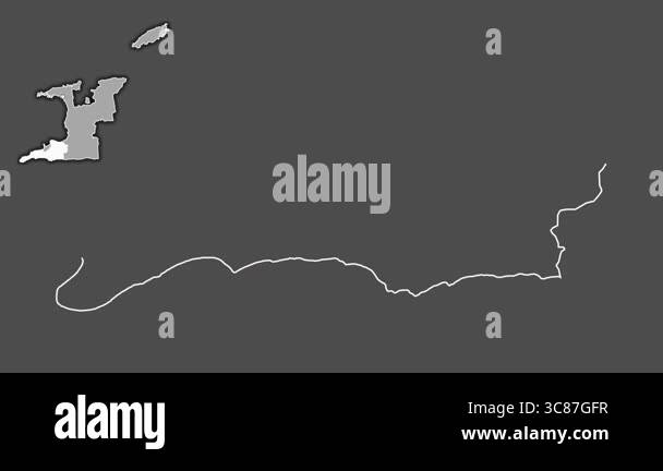 Siparia, Trinidad and Tobago, extruded and isolated. Grayscale Stock ...