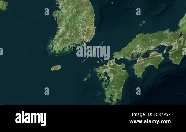 Tsushima Island - Japan close-up - satellite. Preview. Glow Stock Video ...