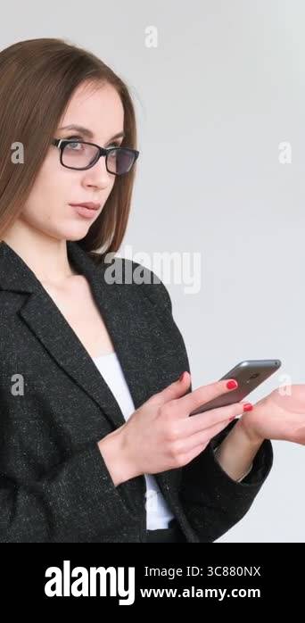 Vertical video. Professional talk. Distance communication. Portrait of ...