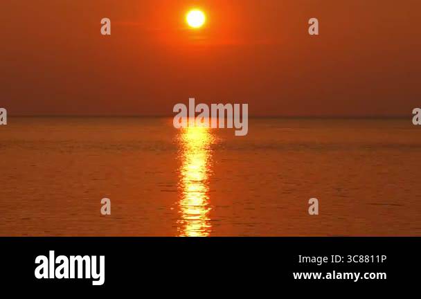 Cinematic sunset dawn in the ocean time lapse. Concept of travel ...