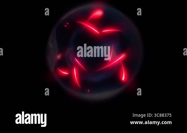 3D illustration of an atom showing spinning protons and neutrons Stock ...
