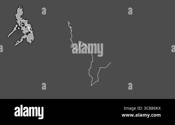 Leyte, Philippines, extruded and isolated. Grayscale Stock Video ...