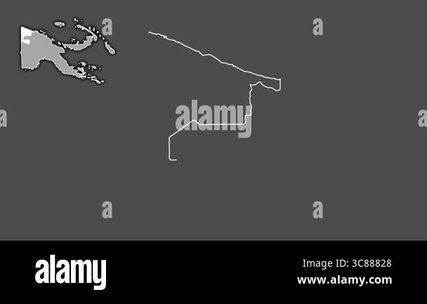 Sandaun, Papua New Guinea, extruded and isolated. Grayscale Stock Video ...
