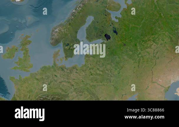 Gulf of Riga. Satellite map. Patterson Cylindrical. Location Stock ...