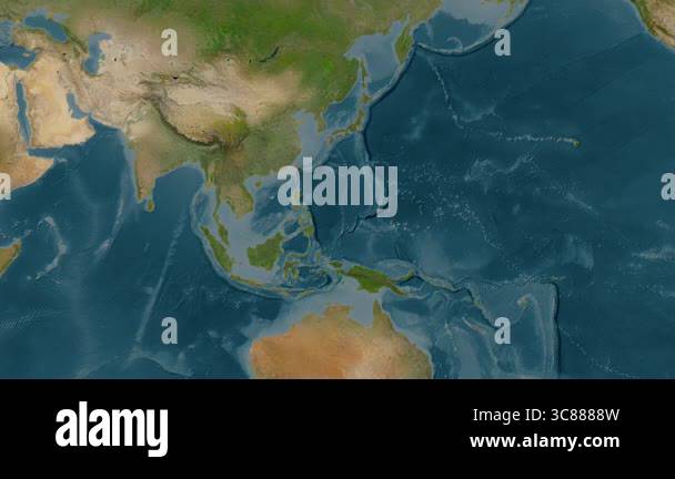 Philippine Sea. Satellite map. Patterson Cylindrical. Location Stock ...