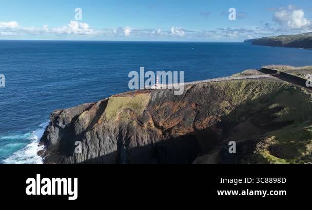 lighthouse along the coastline of Sao Miguel, Azores, Atlantic ocean ...