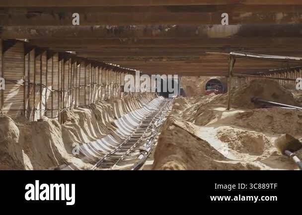 Construction of new subway line in densely populated area of city ...