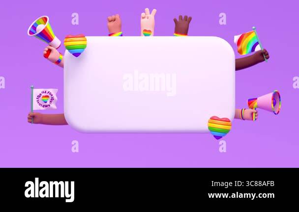 Happy Pride looping video with blank message text box and festive hands ...