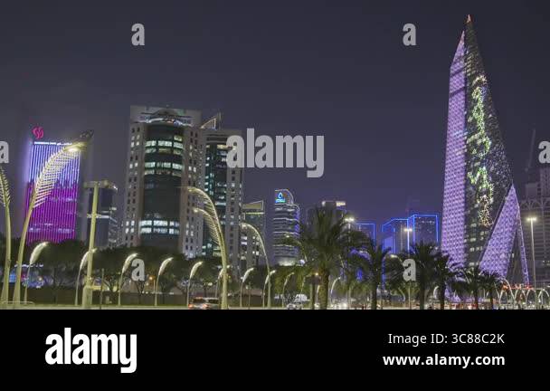 Doha, Qatar-March 12 2025:Doha Qatar skyline from corniche promenade at ...