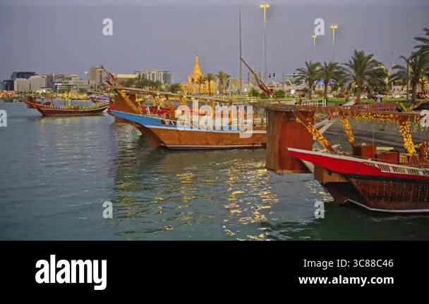 Doha, Qatar-April 20 2025:Doha Qatar skyline from corniche promenade ...