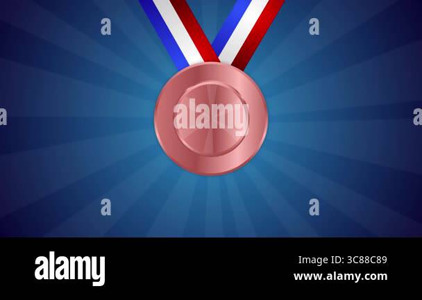 Bronze medals with ribbon animated third 3rd place winner championship ...
