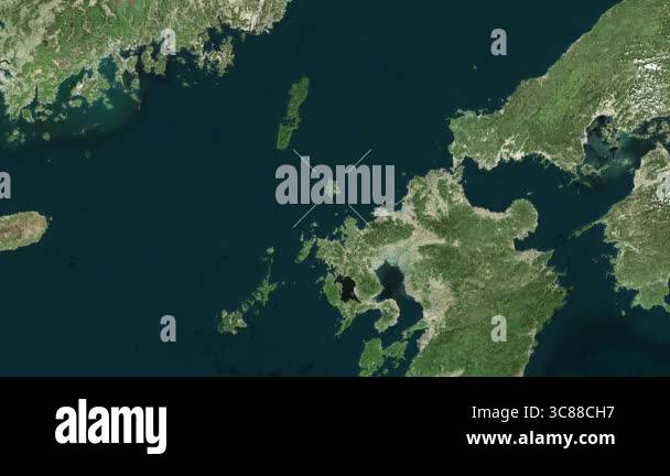 Iki Island - Japan close-up - satellite. Glow Stock Video Footage - Alamy