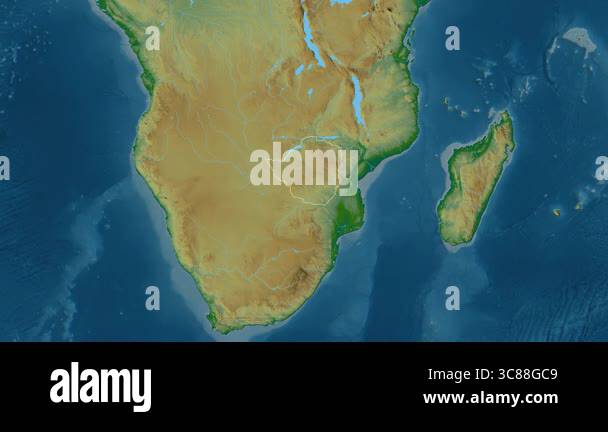Zimbabwe map - zoom. Regions. Physical Stock Video Footage - Alamy