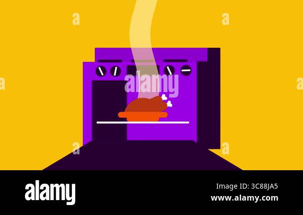 An oven cooks a dish with rising heat, symbolizing baking, roasting ...