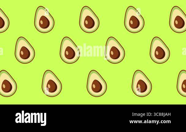 A cheerful seamless avocado pattern on a green background, perfect for ...