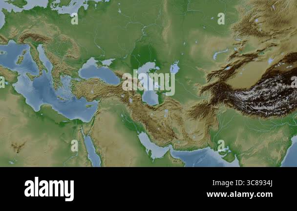 Caspian Sea. Pale map. Patterson Cylindrical. Location Stock Video ...