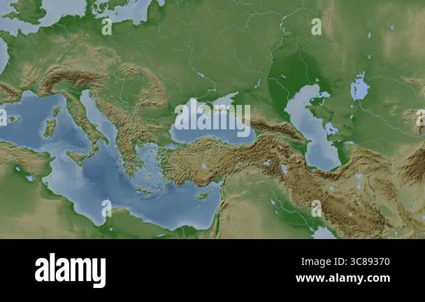 Black Sea. Pale map. Patterson Cylindrical. Location Stock Video ...