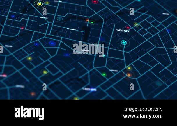 A map of the community town with roads and alleys. Circles indicate the ...