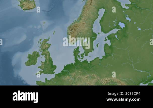Skagerrak. Pale map. Patterson Cylindrical. Location Stock Video ...
