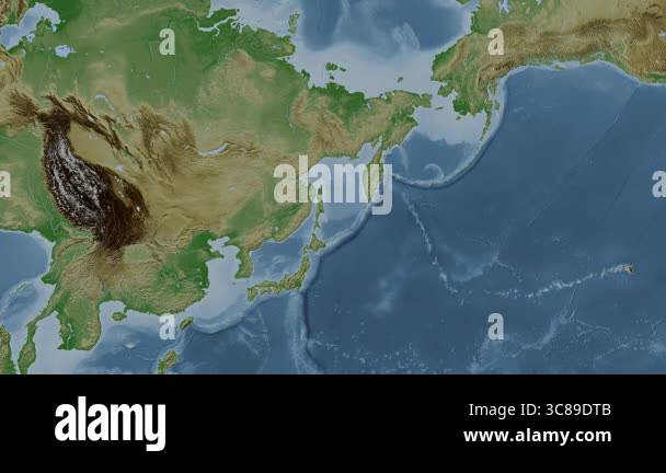 Sea of Okhotsk. Pale map. Patterson Cylindrical. Location Stock Video ...