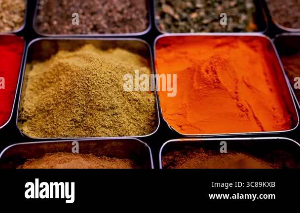 Spices. Various Indian Spices. Spice and herbs in a restaurant ...