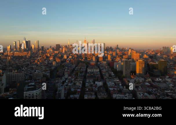 Warm sunlight envelops Midtown Manhattan and New York City skyline ...