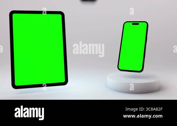 Animated smartphone, tablet, and smartwatch with chromakey for apps or ...