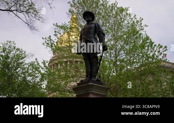 A statue of Stonewall Jackson stands proudly against the backdrop of ...